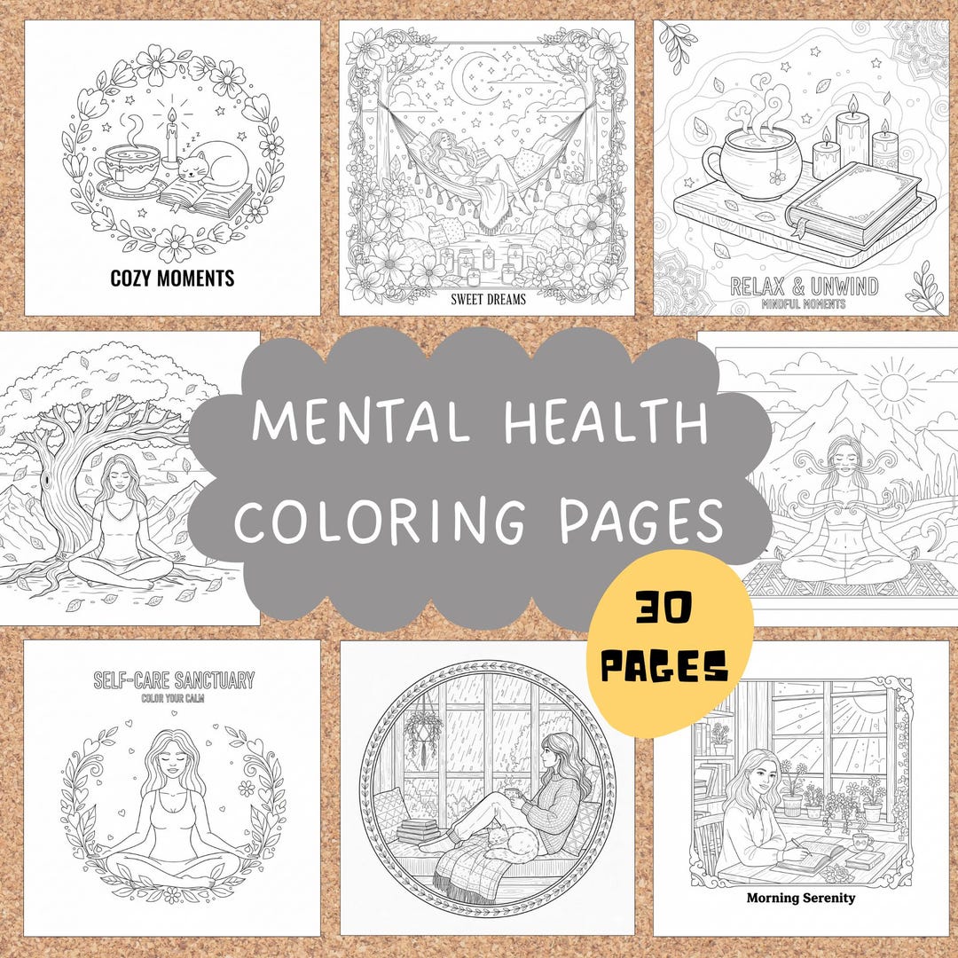 Mental Health Coloring Pages, 30 Self-care Designs (PDF Download) - Etsy