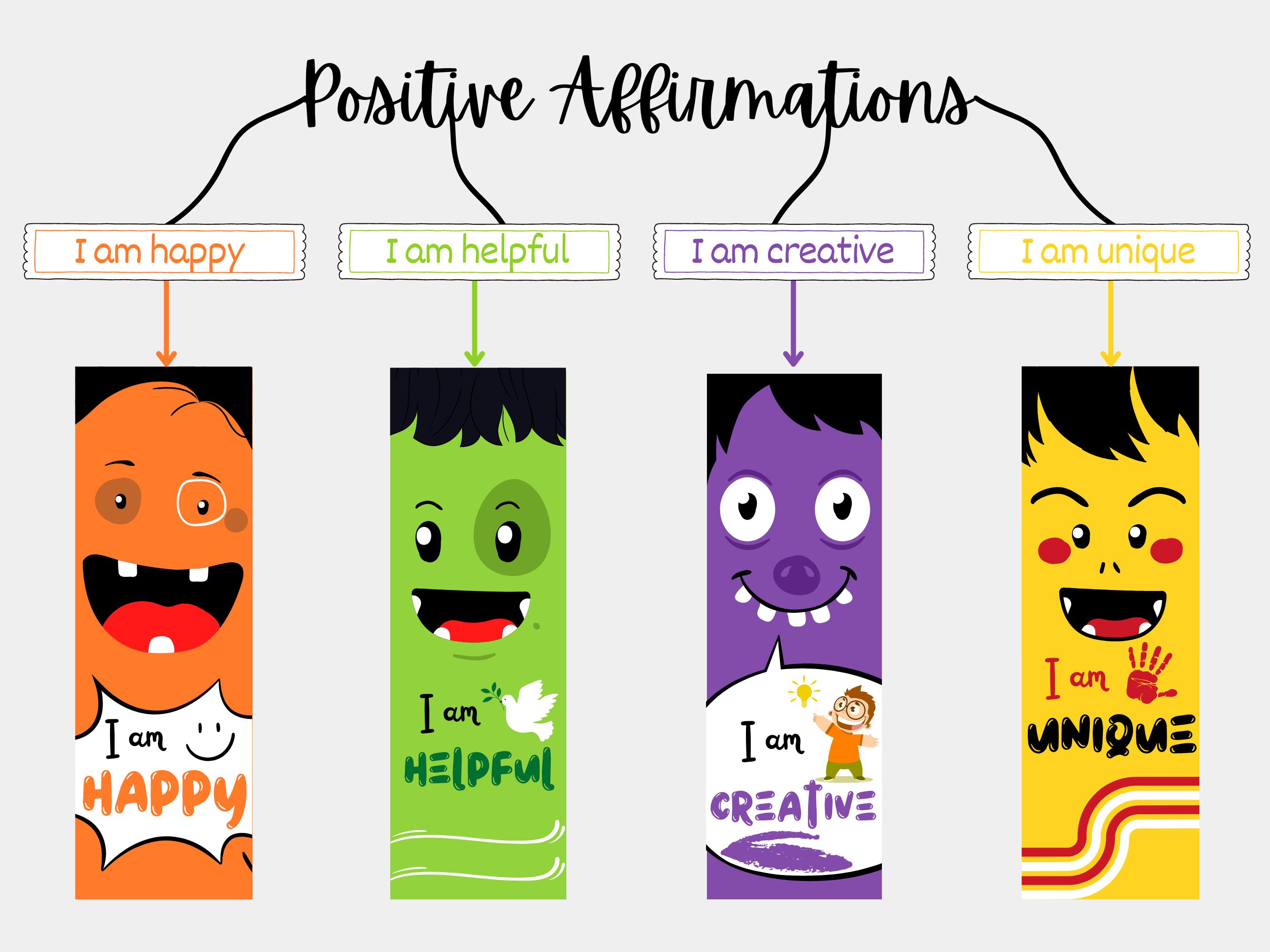Printable Affirmation Bookmarks for Kids: Positive Quotes, Mindfulness ...