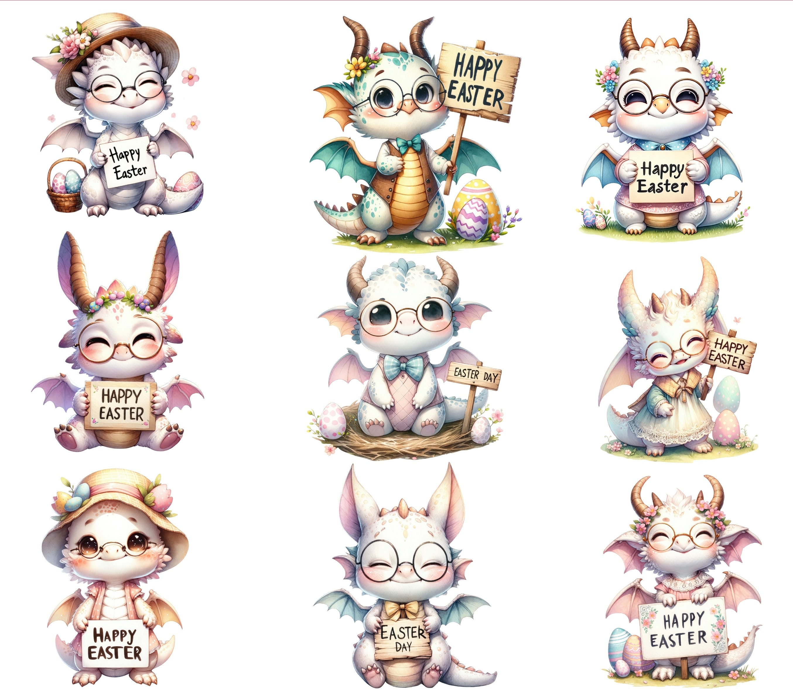 Cute Dragons Easter Clipart, Cute Dragon Clipart, Cute Dragon PNG ...
