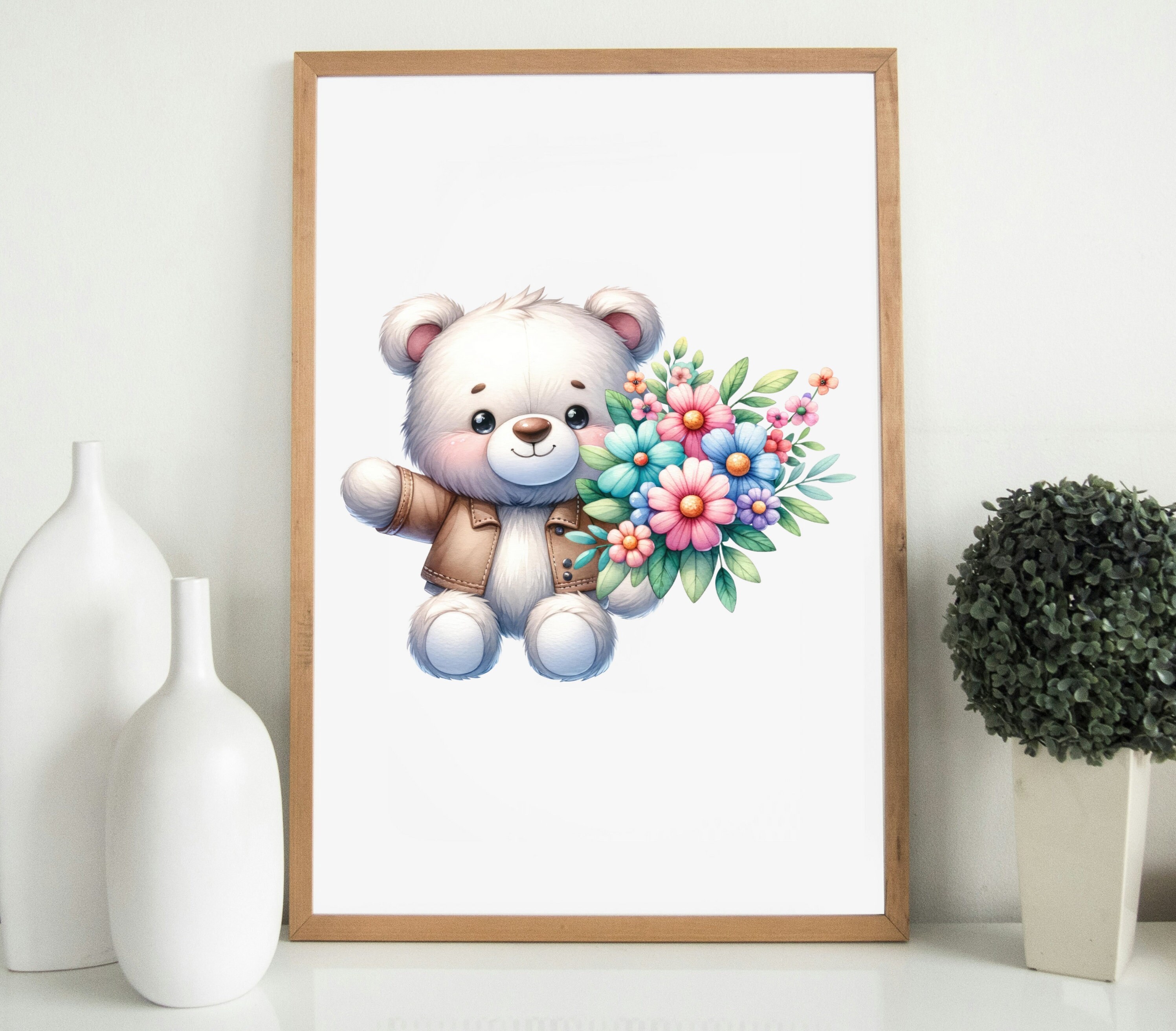 Watercolor Birthday Teddy Bear Clipart: Blue Bear Party Set (PNG/PDF ...