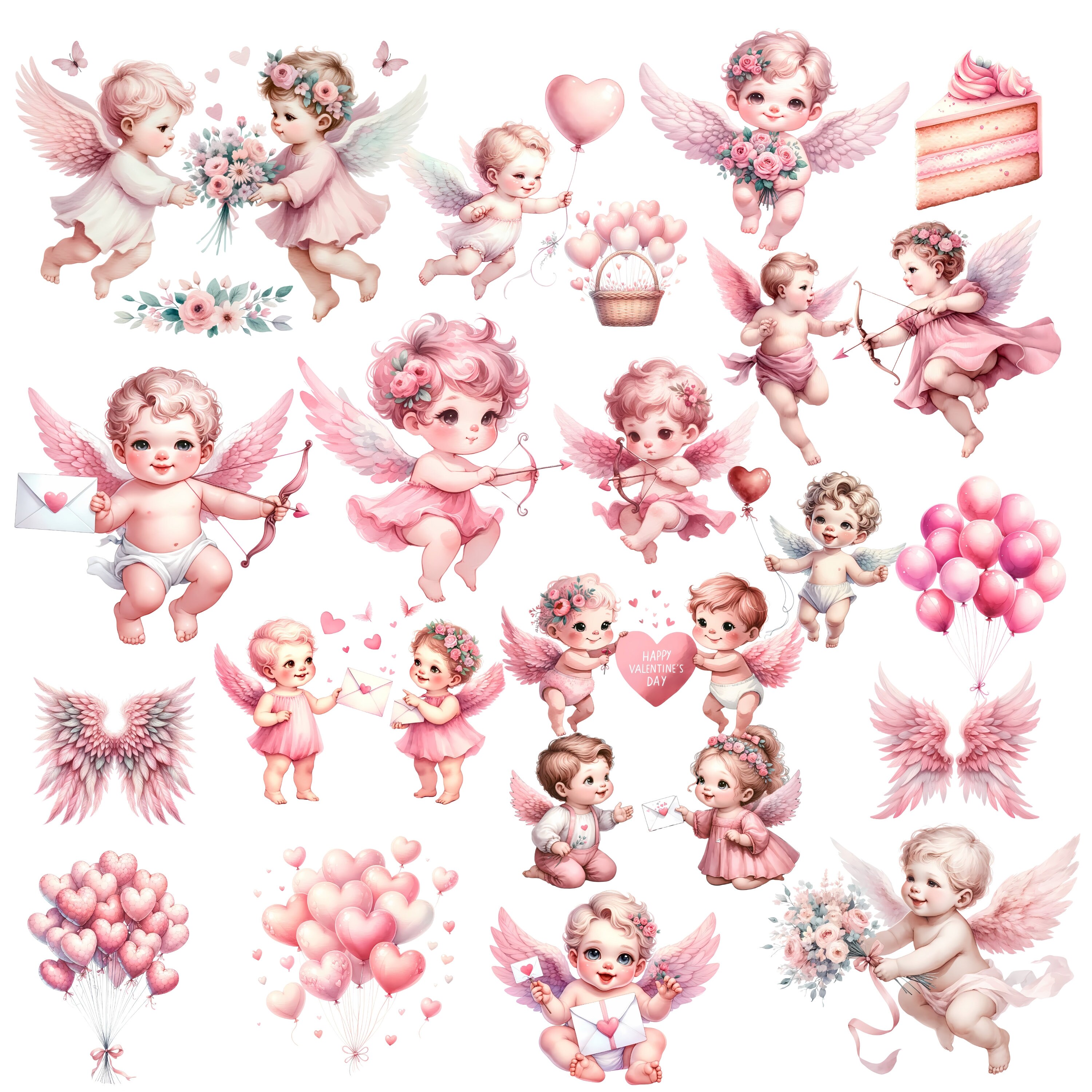 Valentine Cupid Clipart Bundle, Valentine Clipart, Set of 59 ...