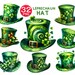 32 PNG, Watercolor Leprechaun Hat, Emerald Hat Clipart Bundle, Green ...
