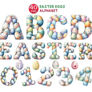 40 Alphabet Easter Eggs Clipart Bundle, Easter Clipart, Alphabet Easter ...