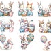 Watercolor Easter Bunnies Clipart, Spring Bundle, Cute Baby Animals ...
