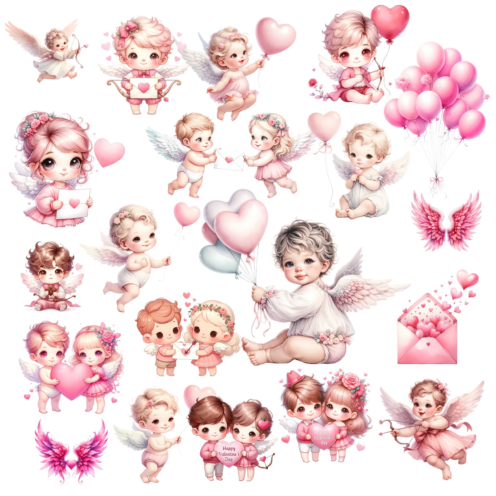 Valentine Cupid Clipart Bundle, Valentine Clipart, Set of 59 ...