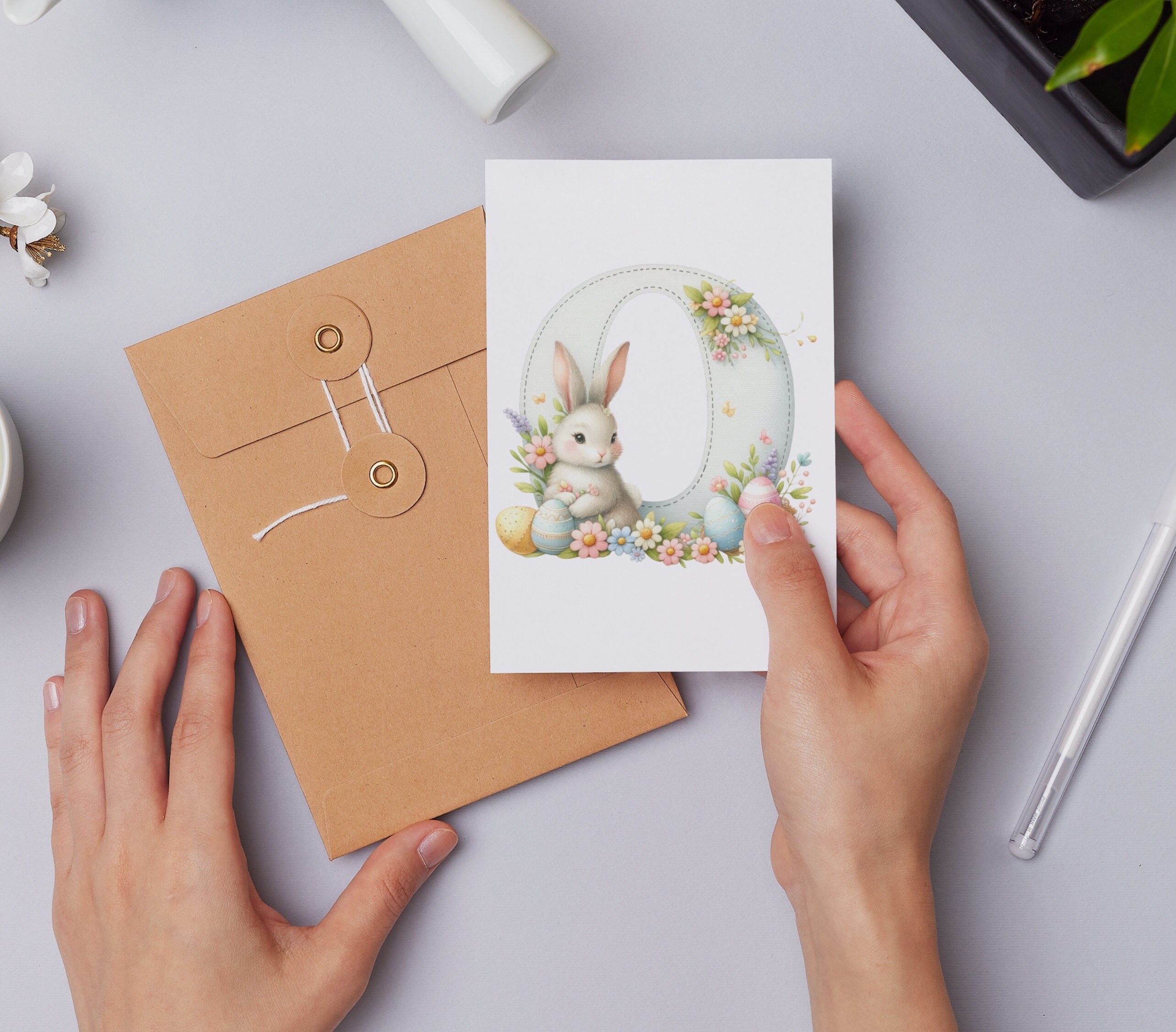 40 Alphabet Easter Bunny Clipart Bundle, Cute Easter Rabbits, Alphabet ...