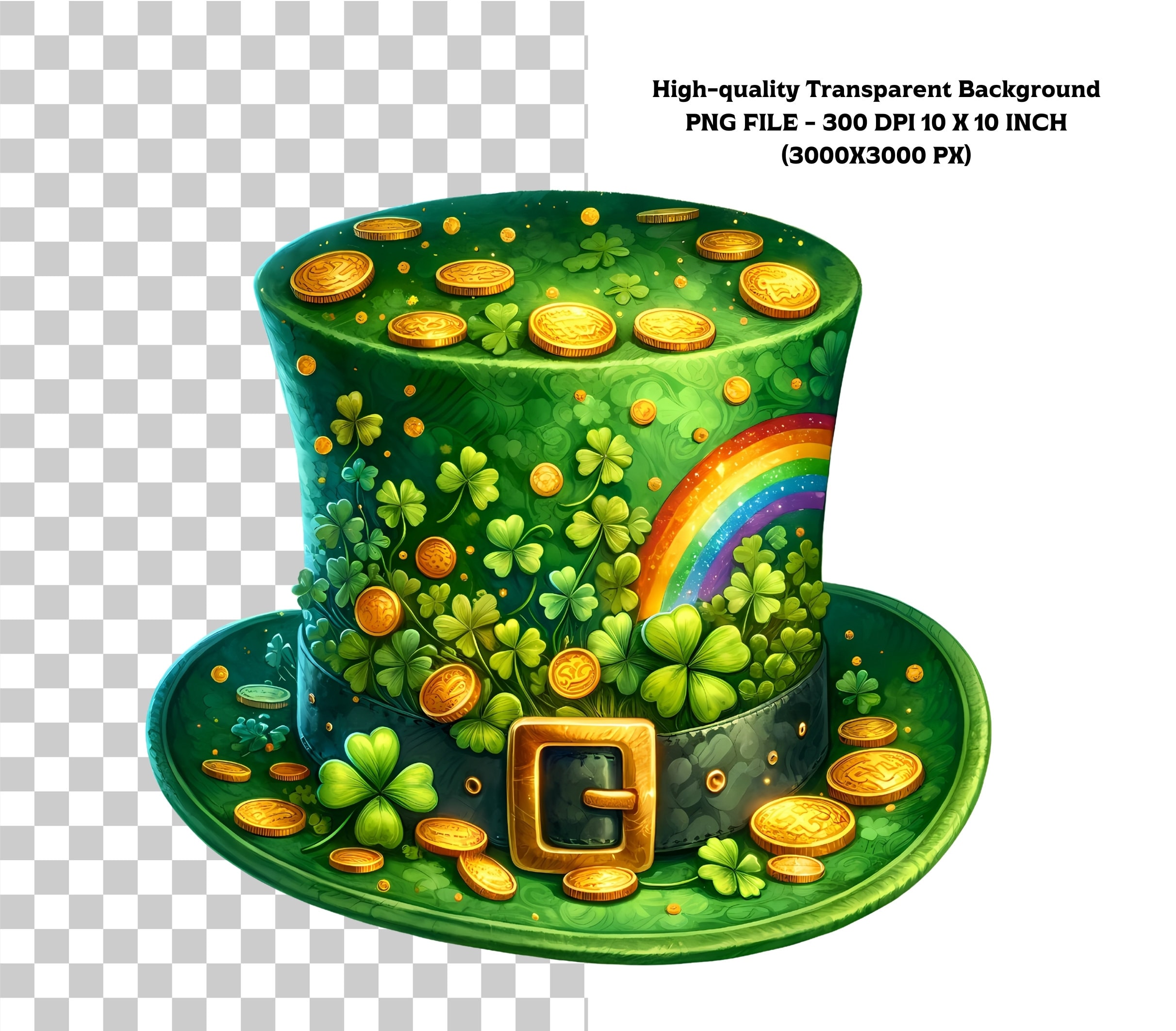 32 PNG, Watercolor Leprechaun Hat, Emerald Hat Clipart Bundle, Green ...