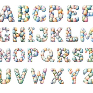 40 Alphabet Easter Eggs Clipart Bundle, Easter Clipart, Alphabet Easter ...