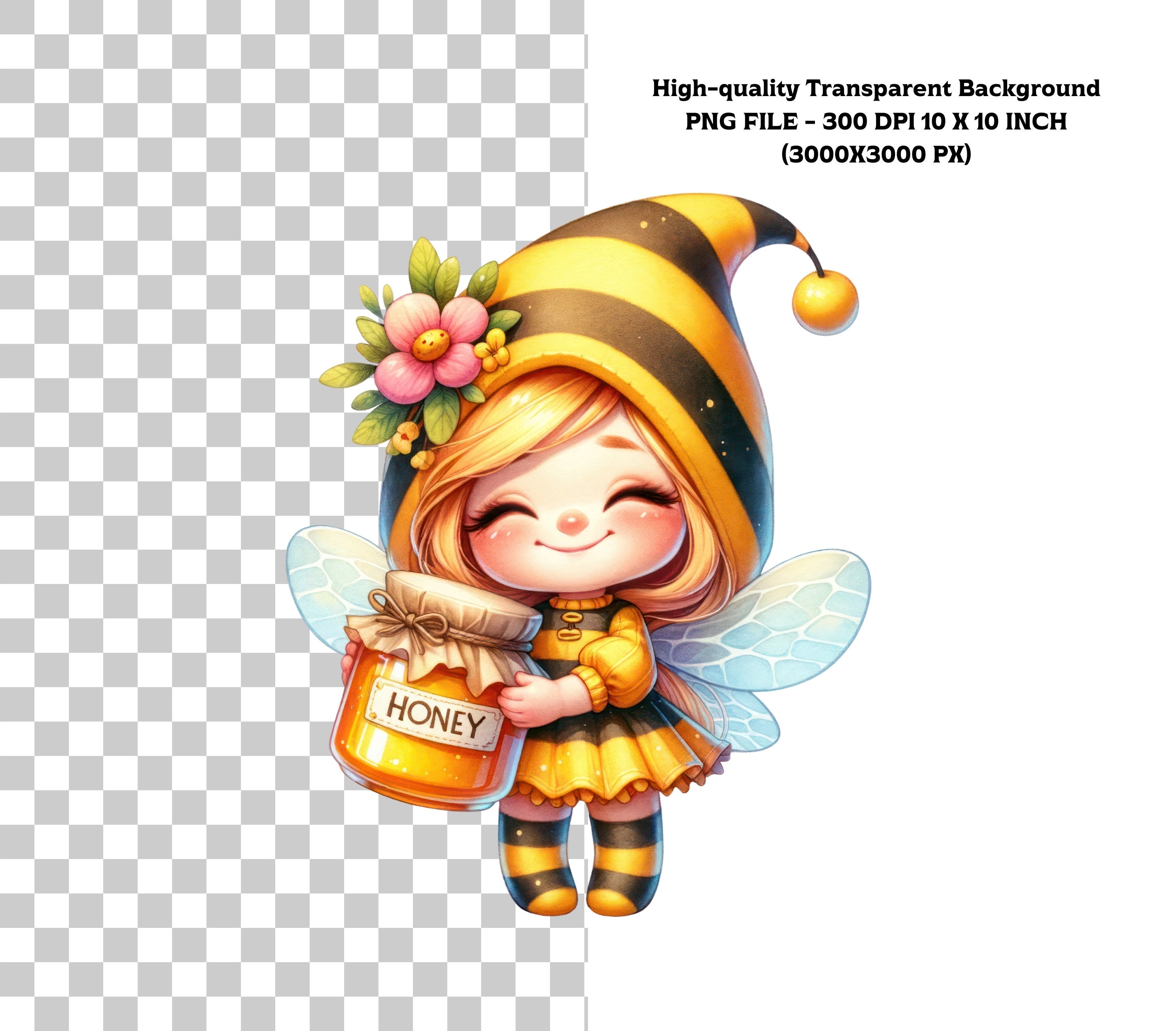 Bee Gnomes Clipart, Gnome Bee Clipart, Bee Clipart, Watercolor Bee ...