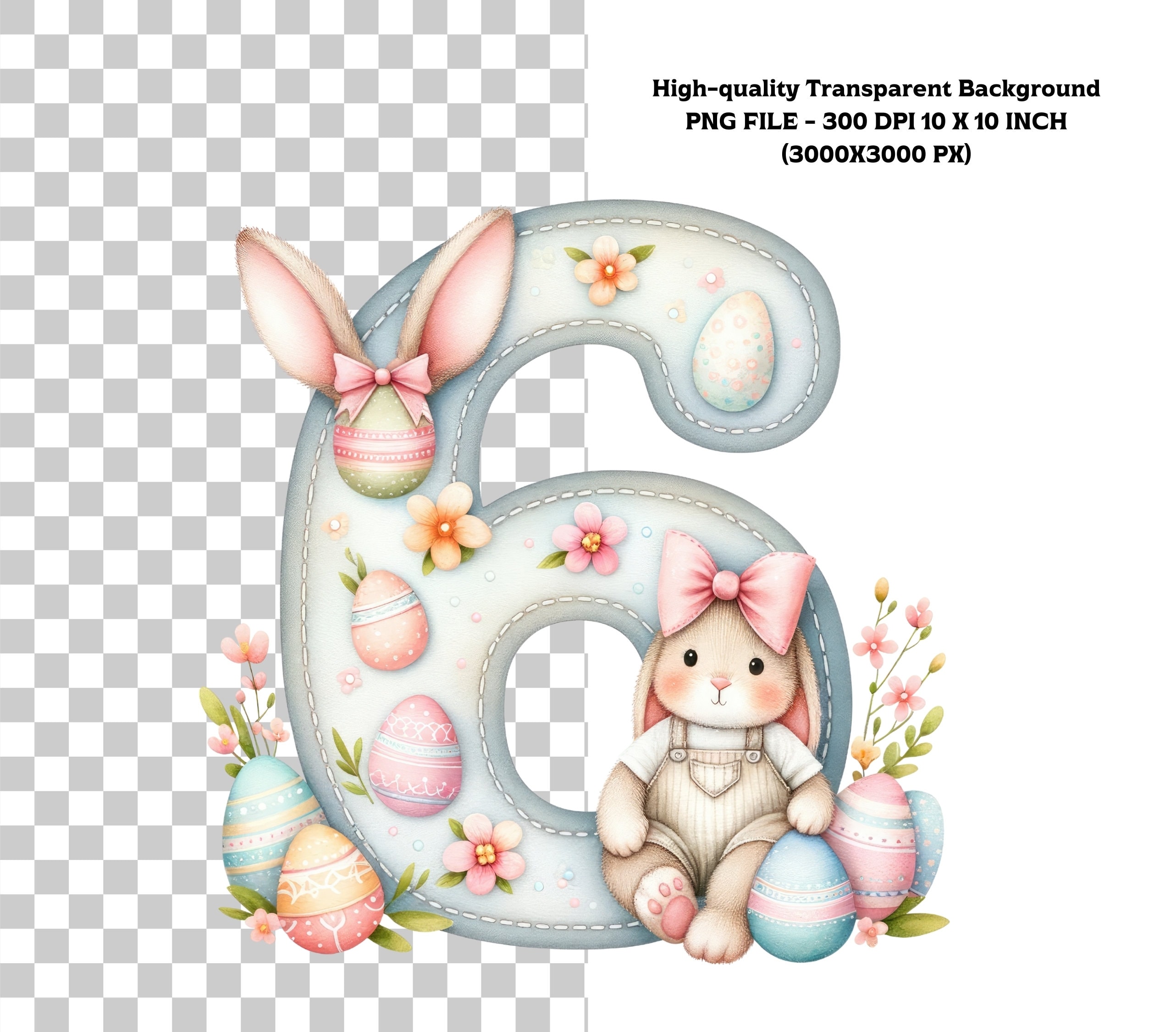 Easter Bunny Alphabet Clipart Bundle, Transparent PNG (commercial Use ...