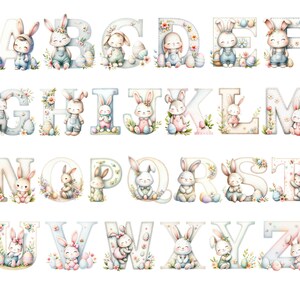 Easter Bunny Alphabet Clipart Bundle, Transparent PNG (commercial Use ...