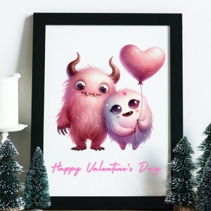 Cute Cartoon Valentine Monsters Clipart, 45 PNG, Valentine Day Clipart ...