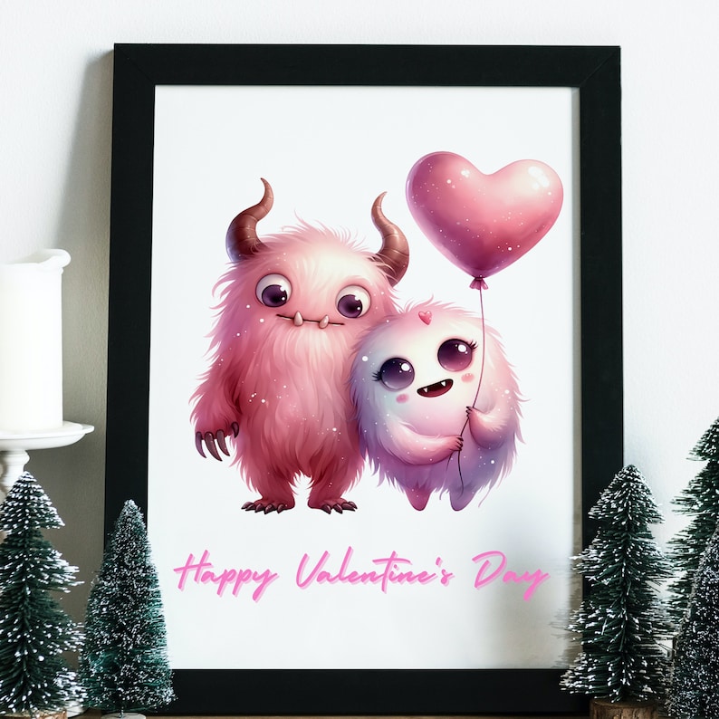 Cute Cartoon Valentine Monsters Clipart, 45 PNG, Valentine Day Clipart ...