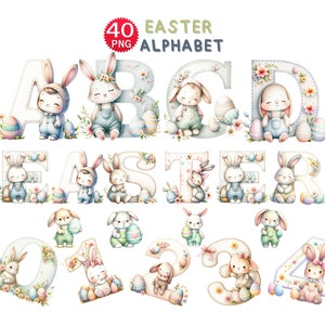 Easter Bunny Alphabet Clipart Bundle, Transparent PNG (commercial Use ...