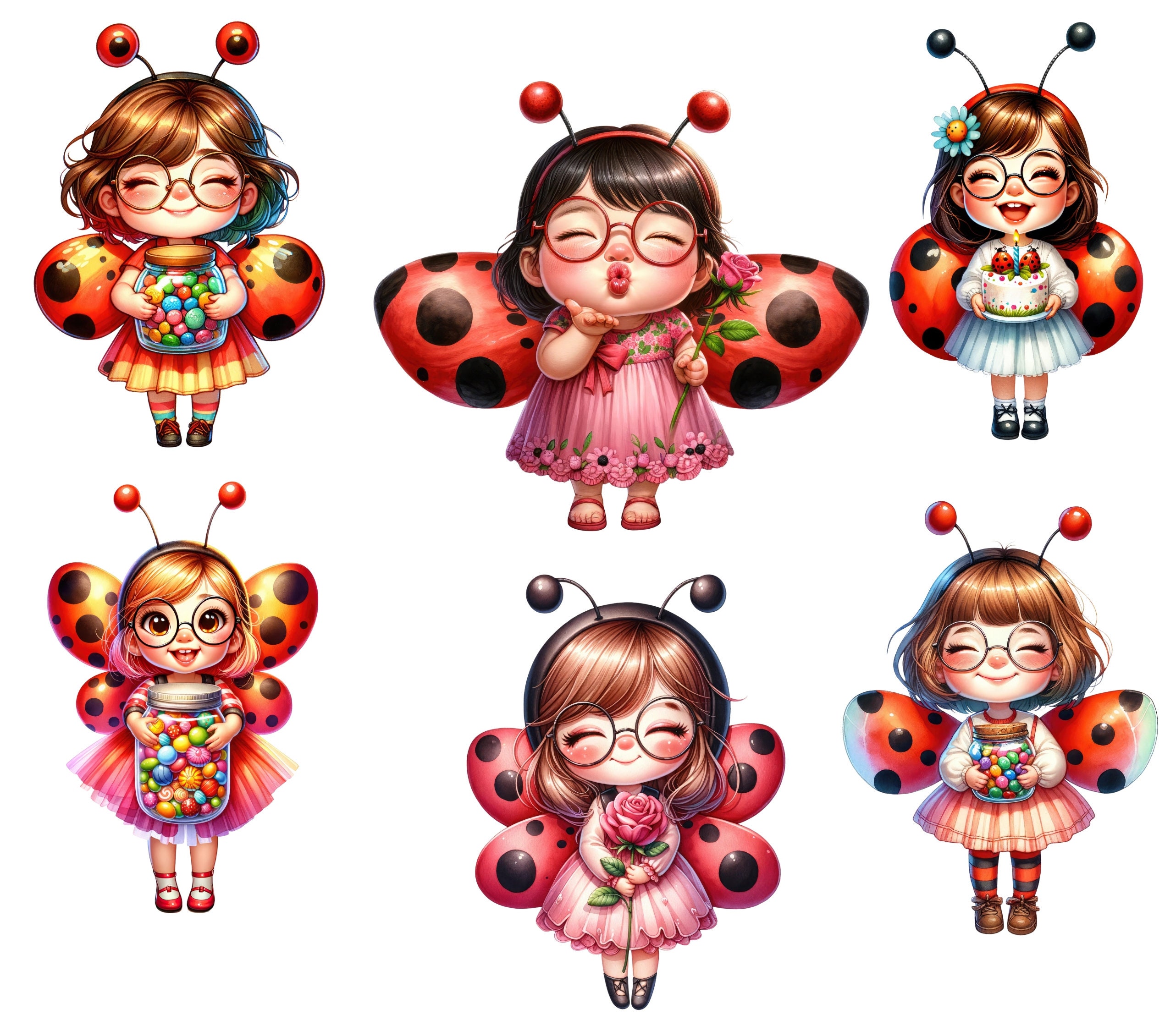 Cute Ladybug Valentine Clipart, Valentine Sublimation, Kids Valentine ...