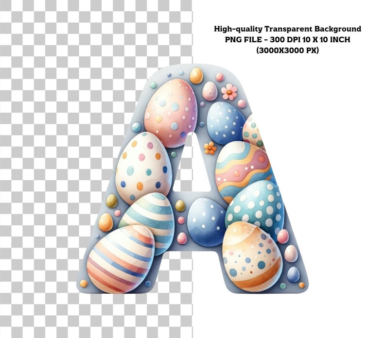 40 Alphabet Easter Eggs Clipart Bundle, Easter Clipart, Alphabet Easter ...