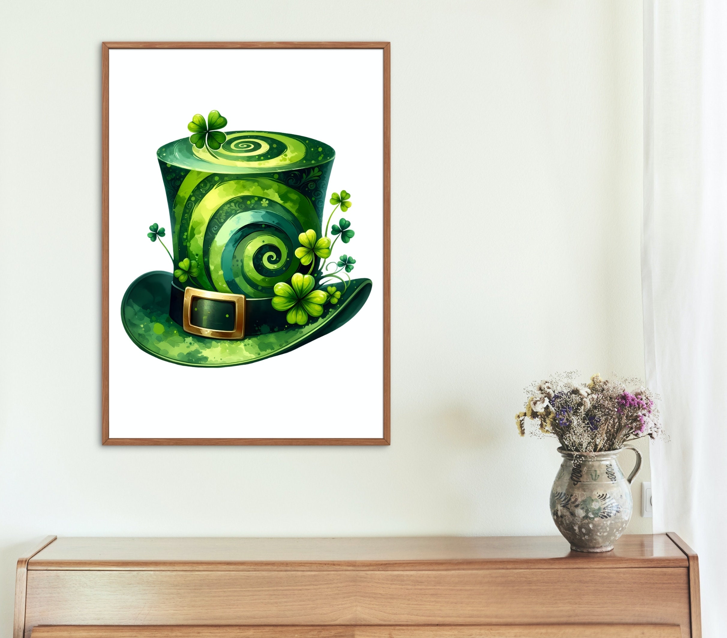 32 PNG, Watercolor Leprechaun Hat, Emerald Hat Clipart Bundle, Green ...