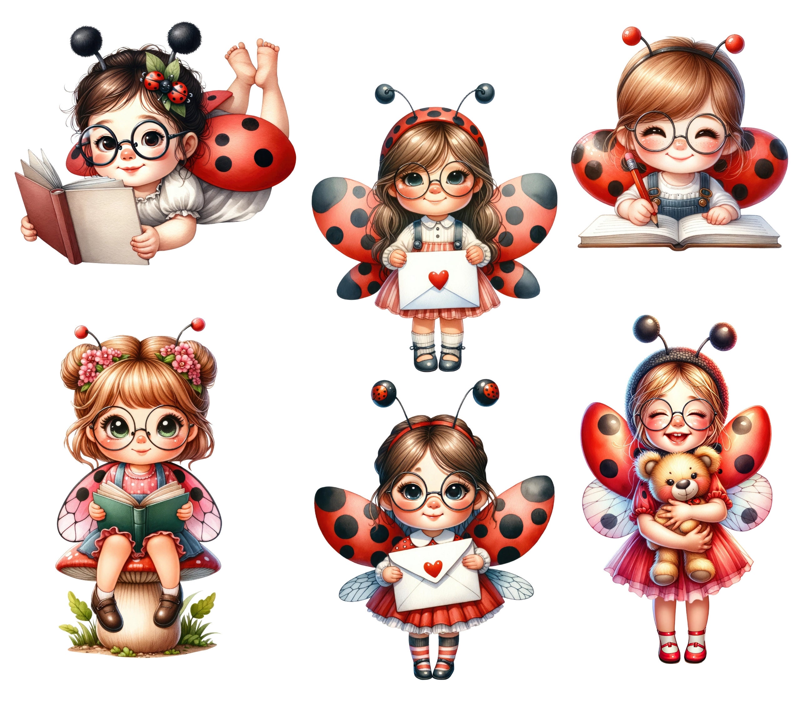 Cute Ladybug Valentine Clipart, Valentine Sublimation, Kids Valentine ...