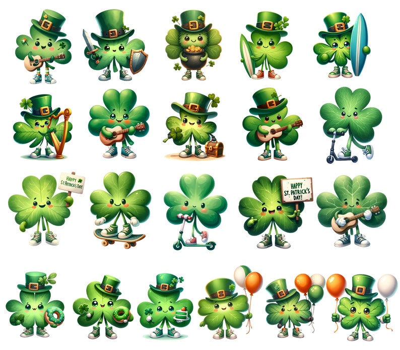 41 Watercolor St.patricks Day Clipart, St.patricks Cartoon, Clover PNG ...