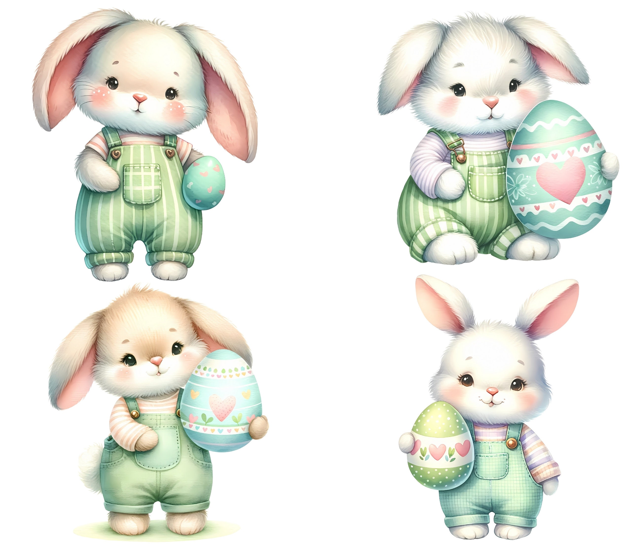 40 Alphabet Easter Bunny Clipart Bundle, Cute Easter Rabbits, Alphabet ...