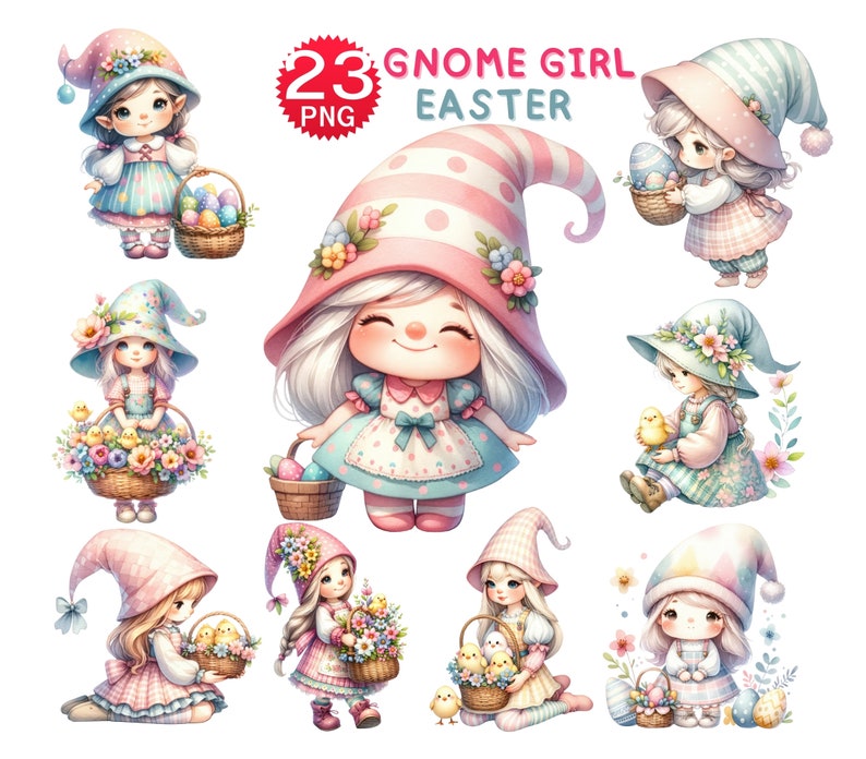 Cute Easter Gnome Clipart PNG - 23 PNG Images, Gnome Girl Easter ...
