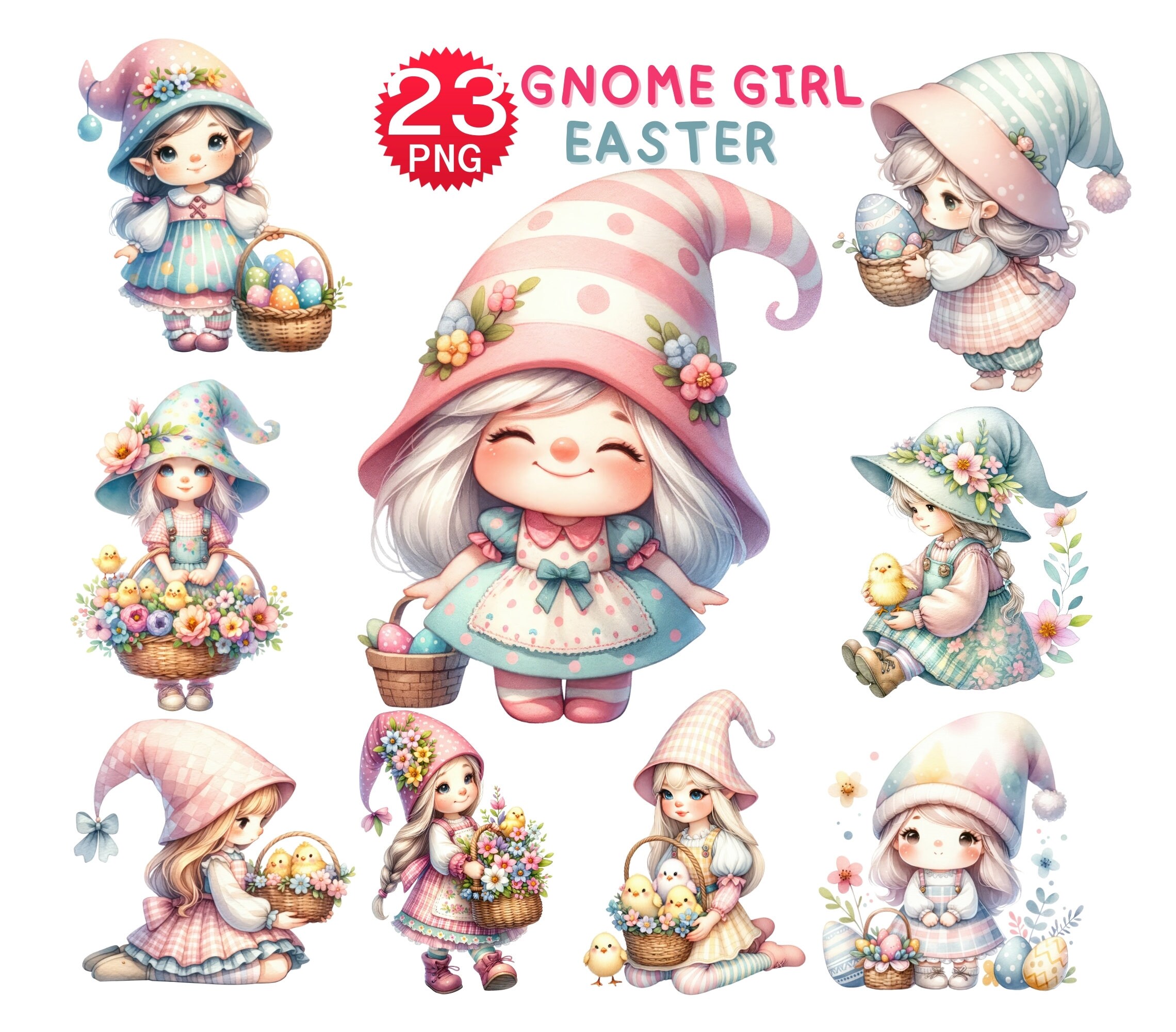 Cute Easter Gnome Clipart PNG - 23 PNG Images, Gnome Girl Easter ...