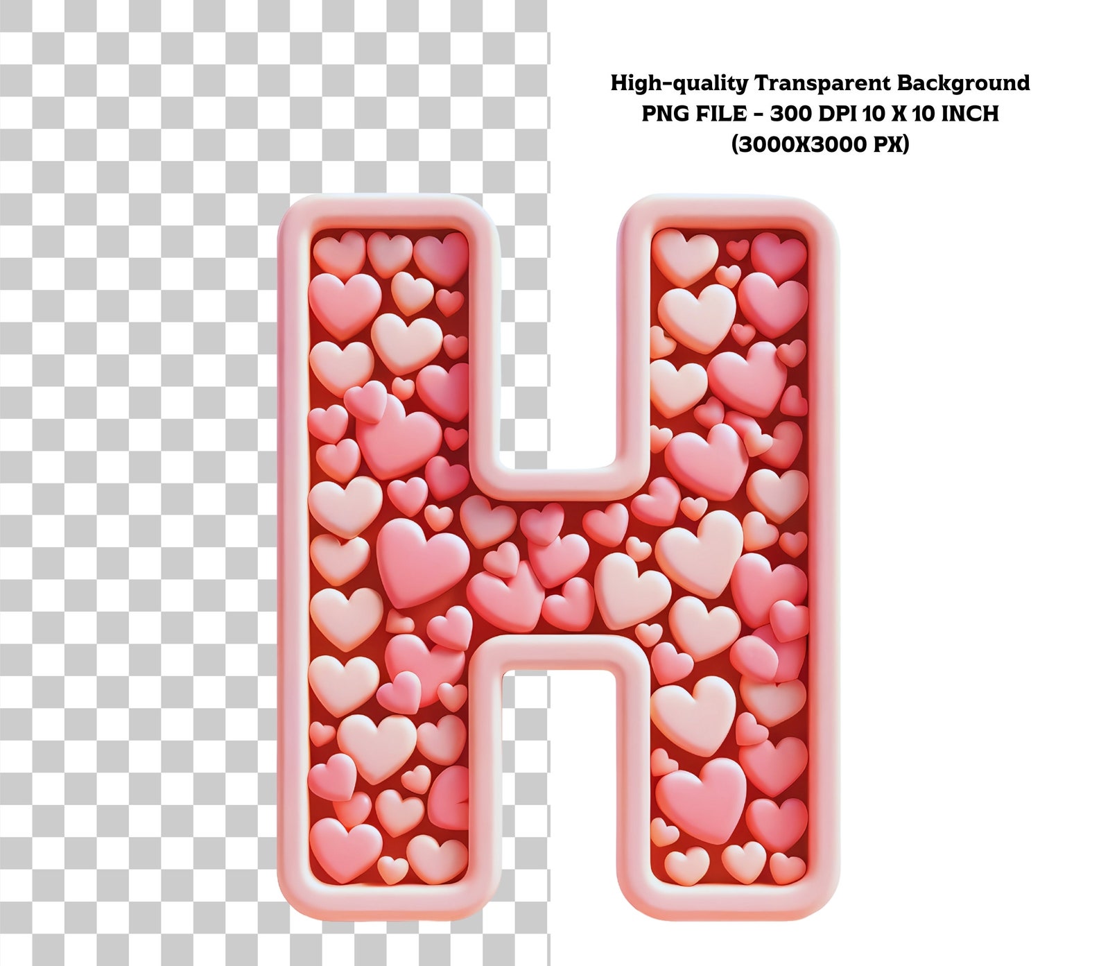 36 Pink Heart Alphabet Valentine Clipart, Alphabet Clipart PNG ...