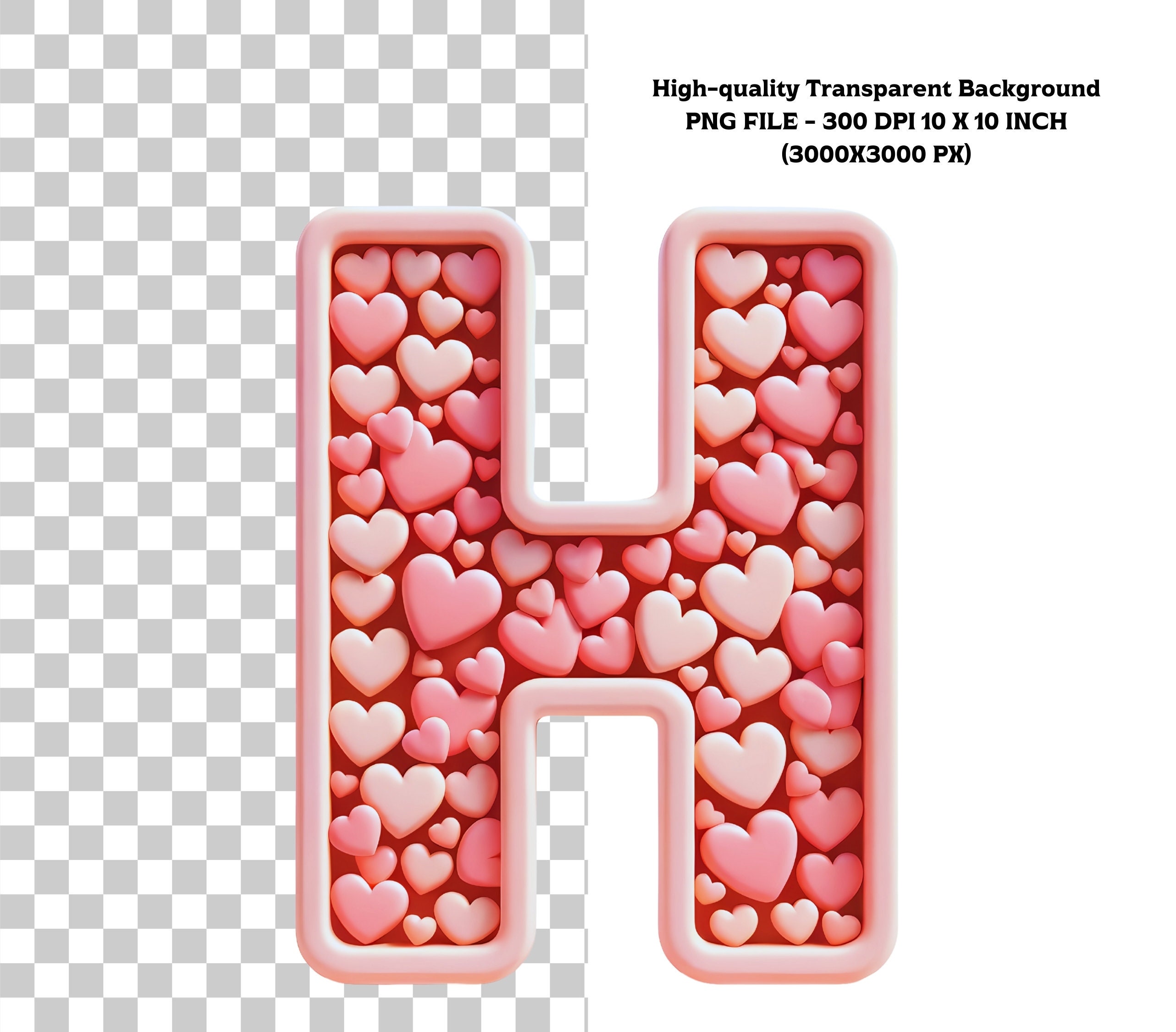 36 Pink Heart Alphabet Valentine Clipart, Alphabet Clipart PNG ...