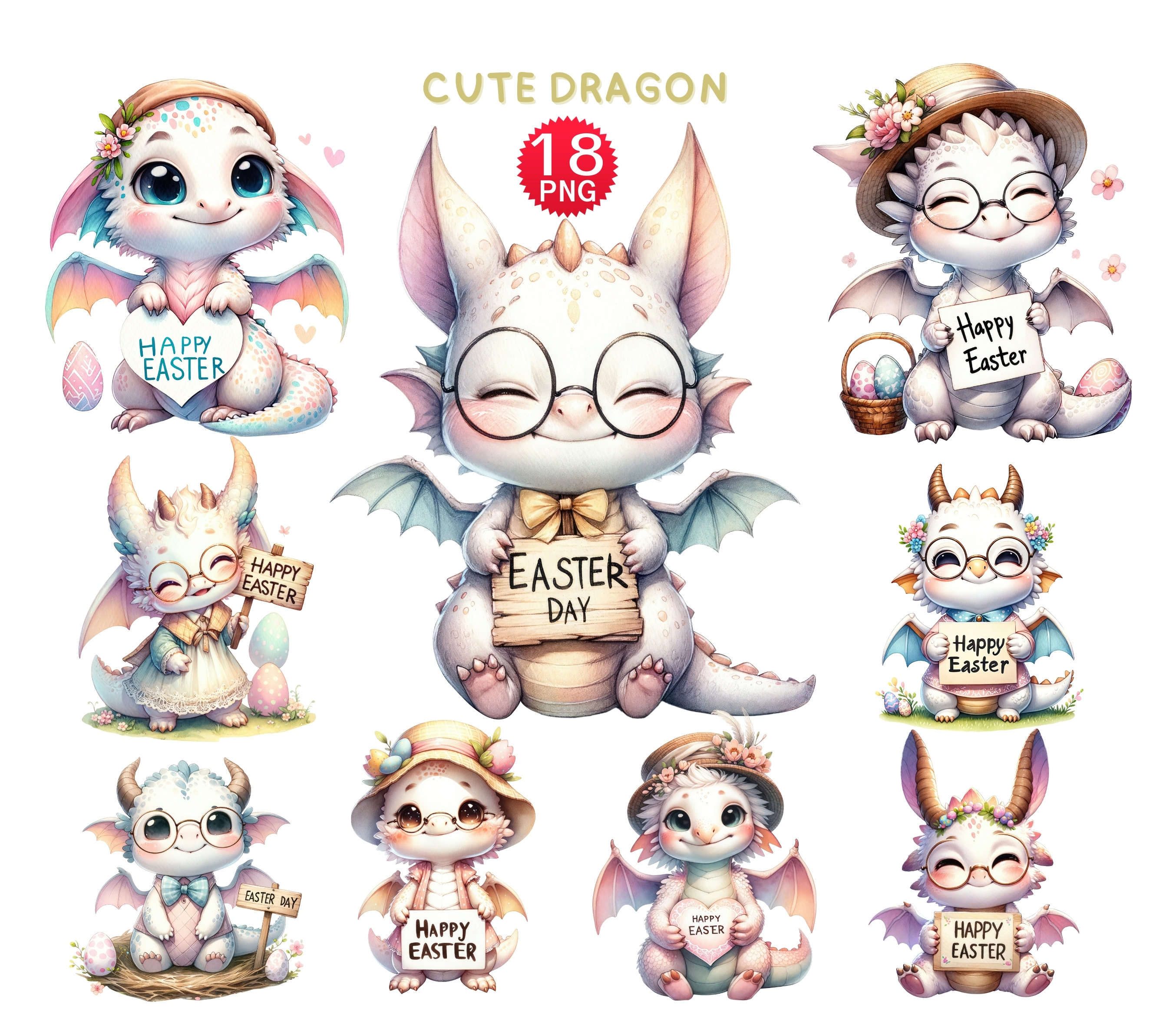 Cute Dragons Easter Clipart, Cute Dragon Clipart, Cute Dragon PNG ...