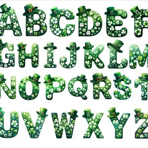 St Patrick's Alphabet Clipart PNG Sublimation, Watercolor St Patrick's ...