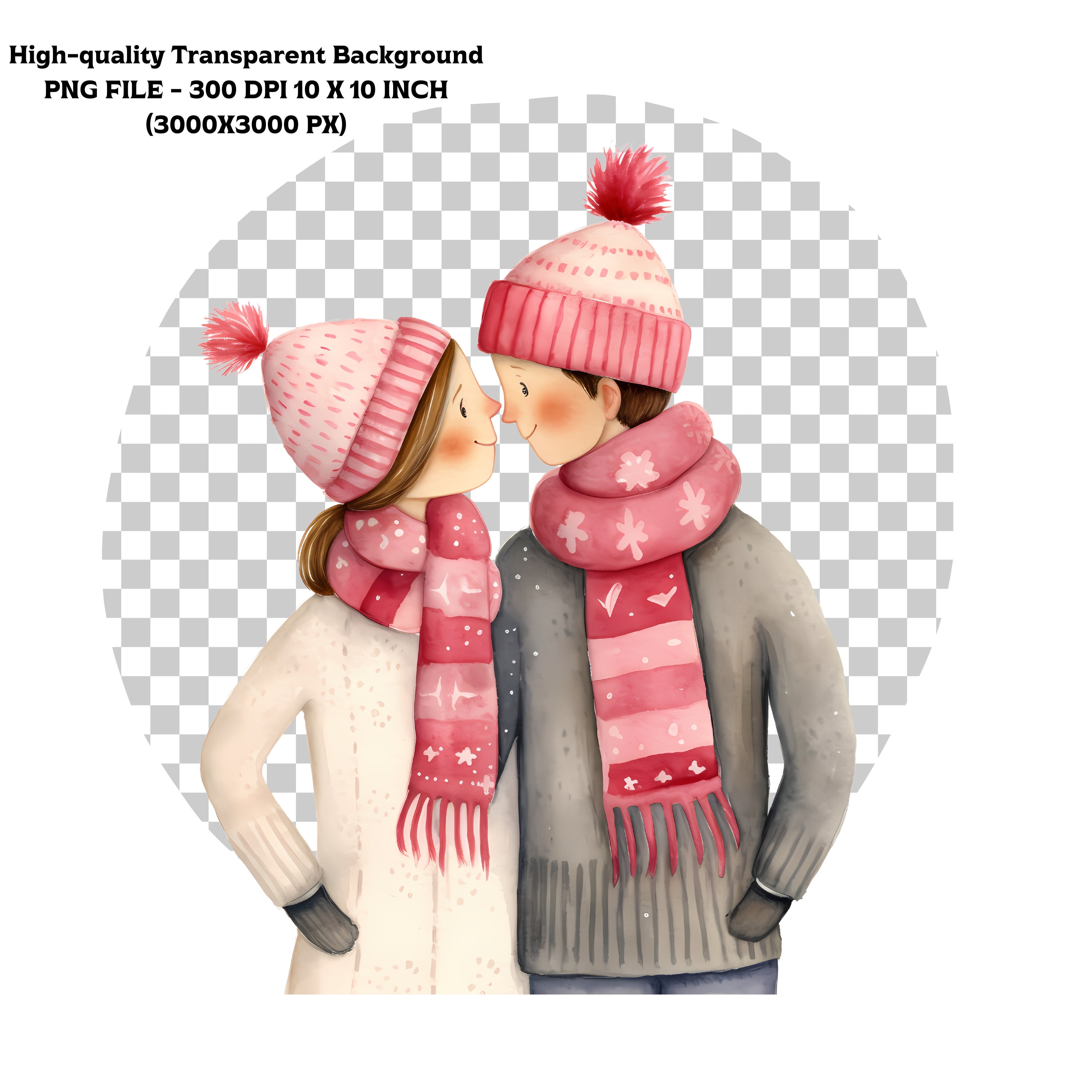 Christmas Couple Clipart, Winter Couples, Pink Christmas Couple ...