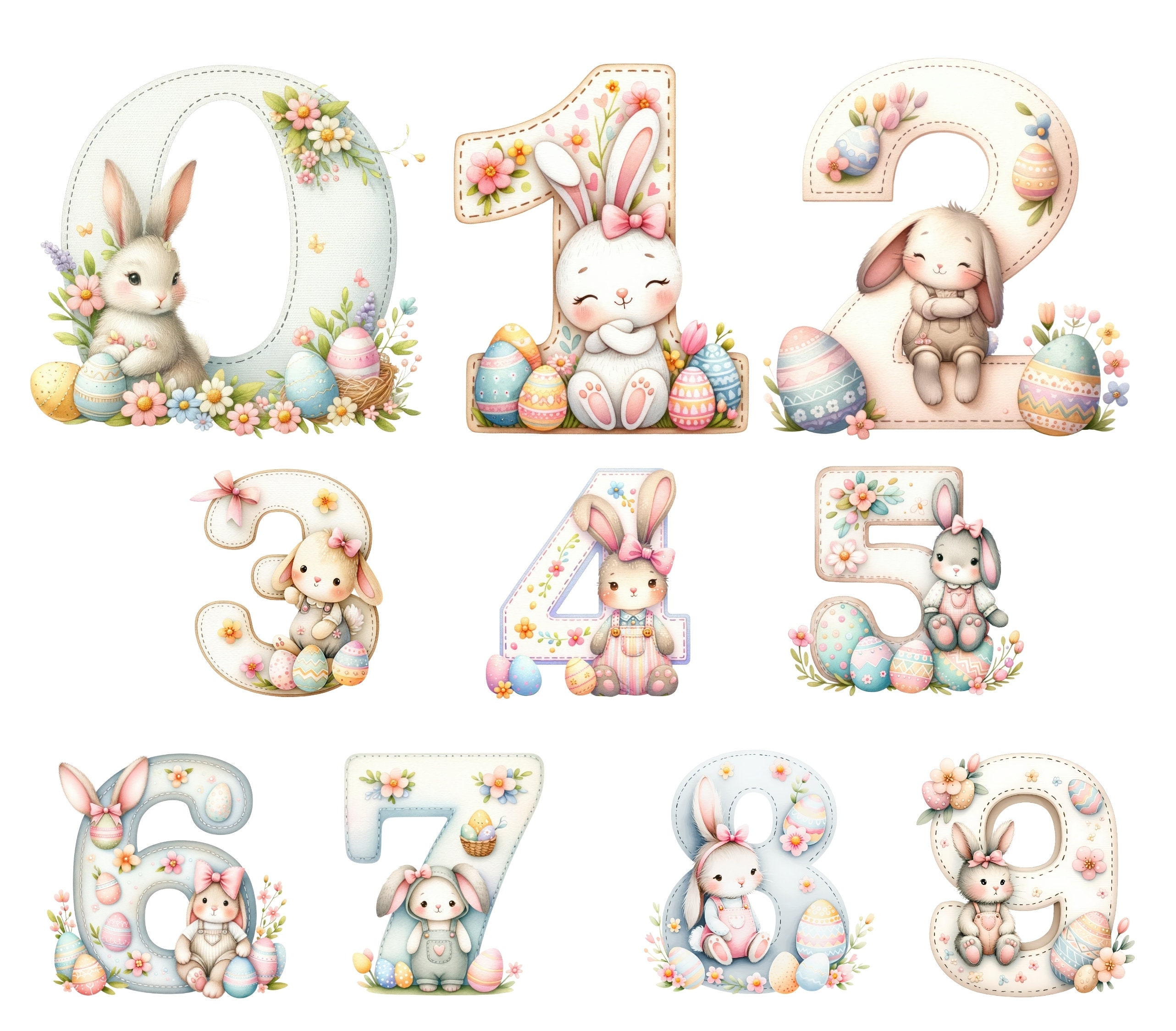 40 Alphabet Easter Bunny Clipart Bundle, Cute Easter Rabbits, Alphabet ...