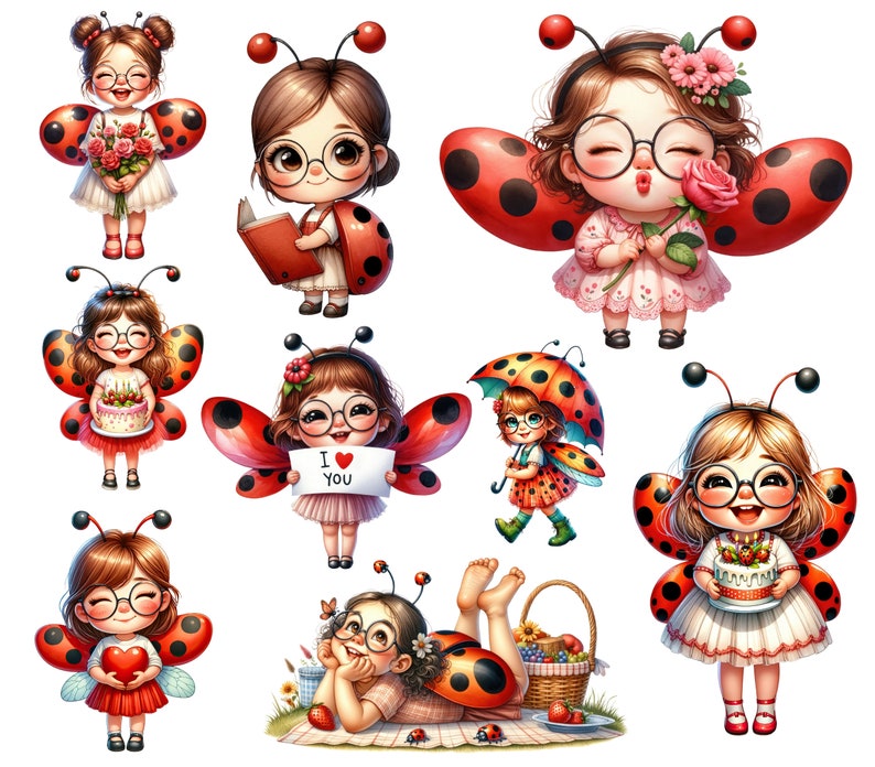 Cute Ladybug Valentine Clipart, Valentine Sublimation, Kids Valentine ...