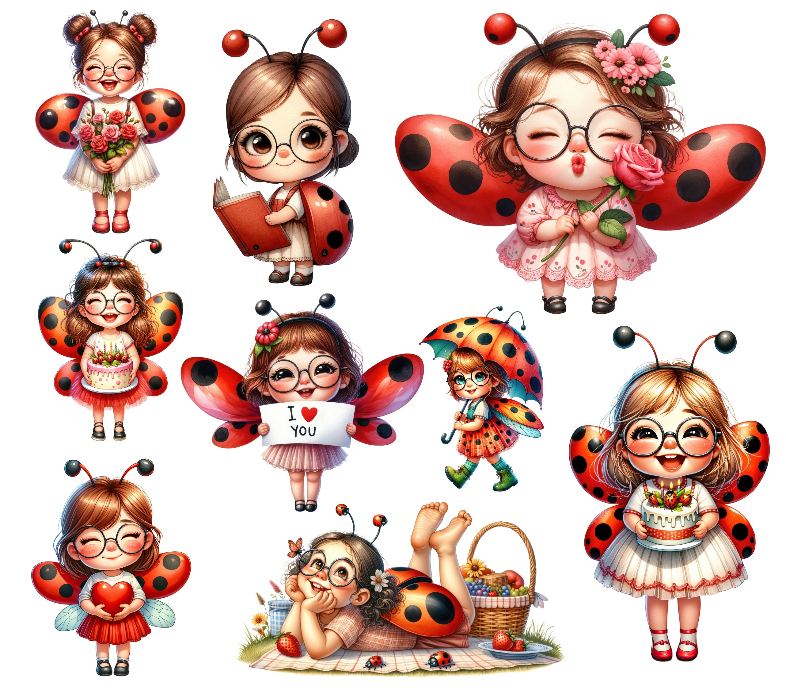 Cute Ladybug Valentine Clipart, Valentine Sublimation, Kids Valentine ...