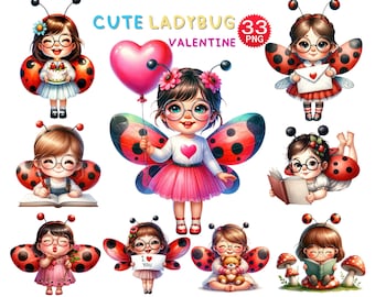 Cute Ladybug Valentine Clipart, Love Bug Clipart, Valentine Sublimation ...
