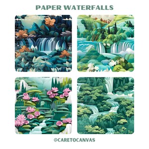 Digital Seamless Surface Patterns |paper Cut Out Nature | Waterfalls ...