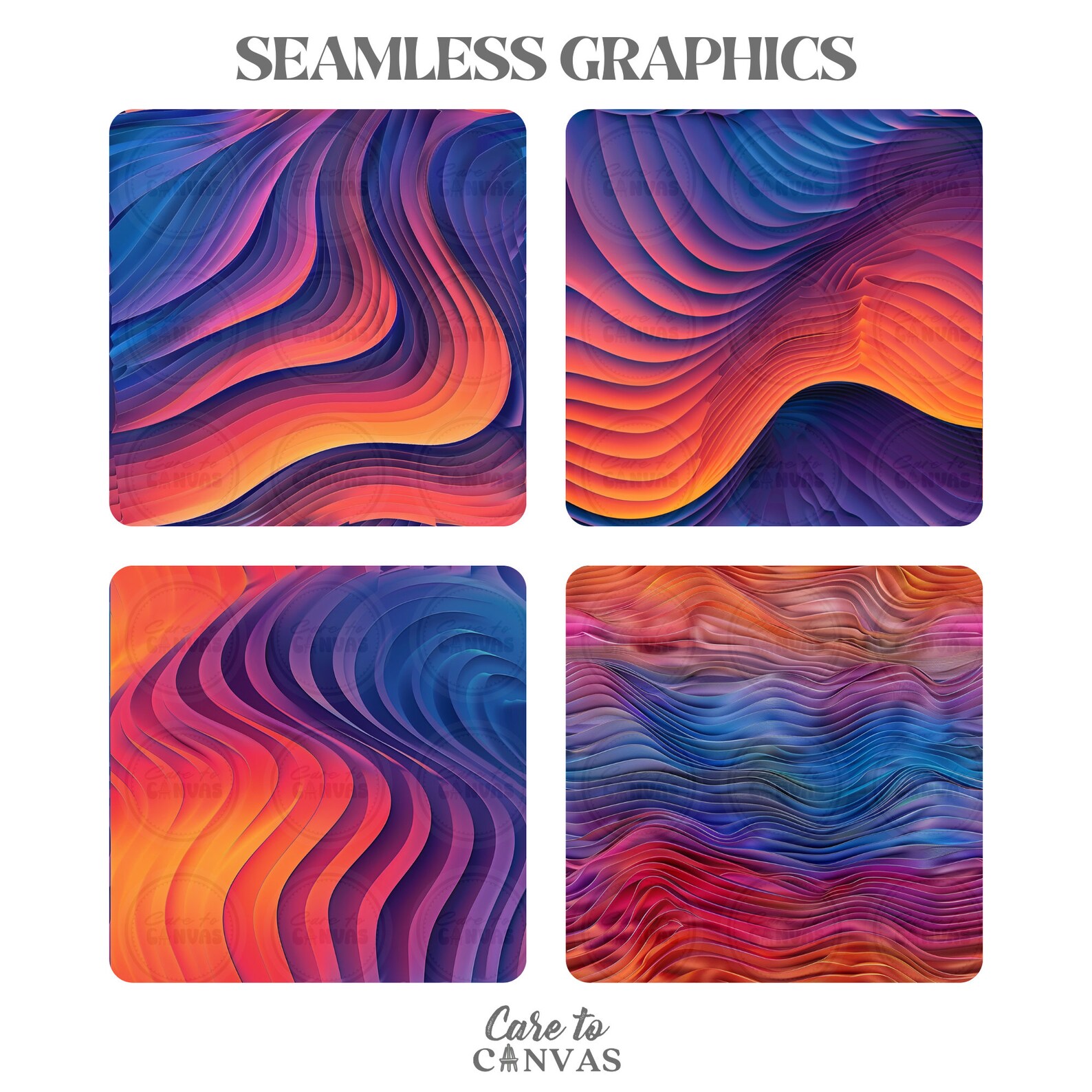 Digital Seamless Surface Patterns | Abstract Colorful 3D Waves ...
