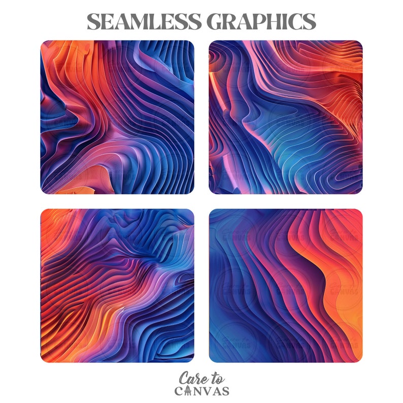 Digital Seamless Surface Patterns | Abstract Colorful 3D Waves ...