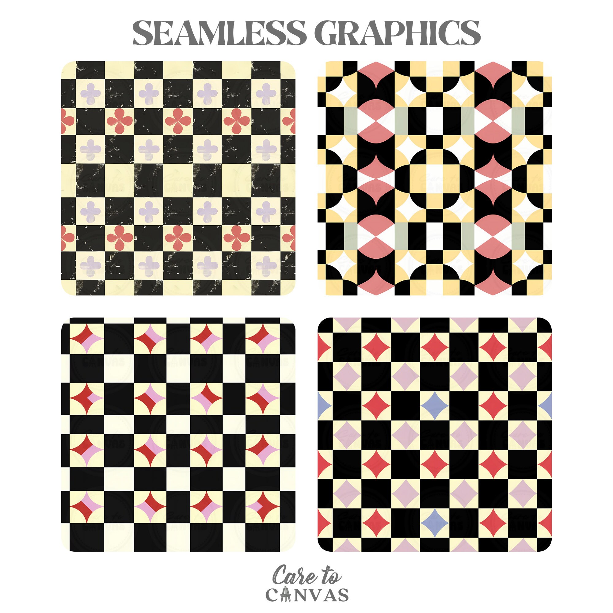 Digital Seamless Checker Surface Patterns in BLACK & WHITE | COMMERCIAL ...