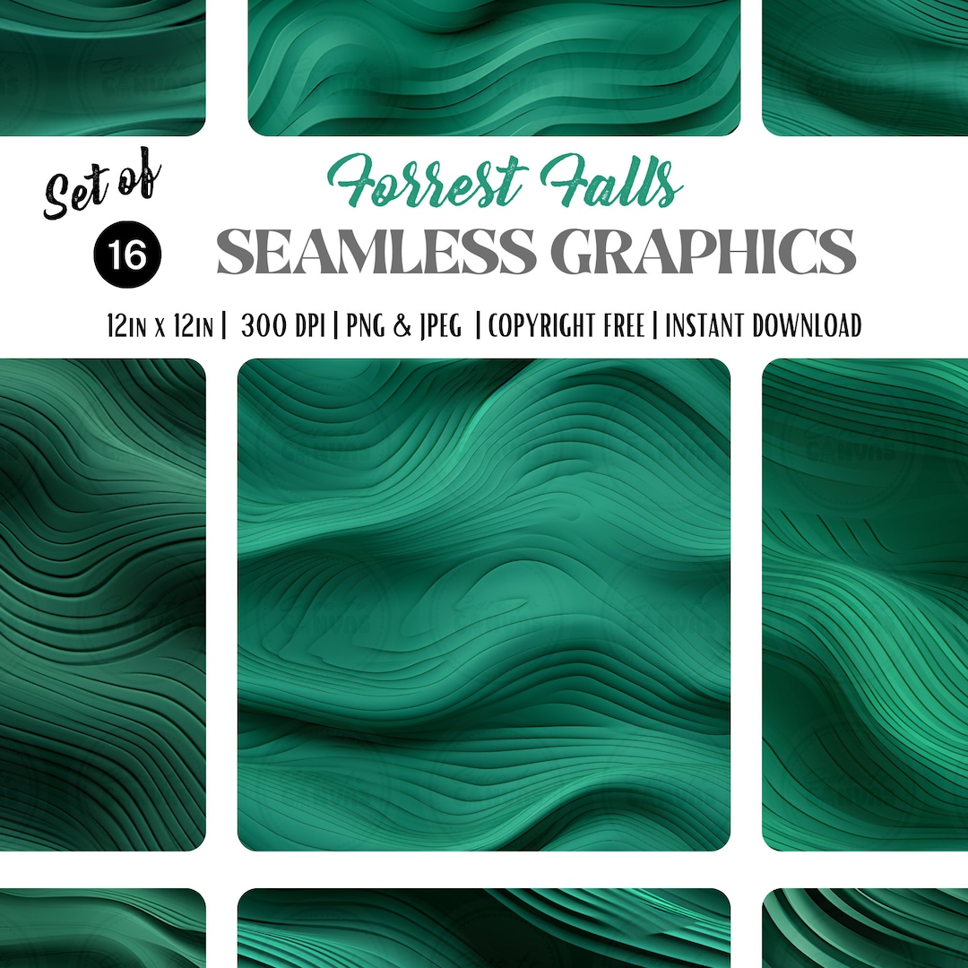 Digital Seamless Surface Patterns | Abstract Wavy Art in GREEN ...