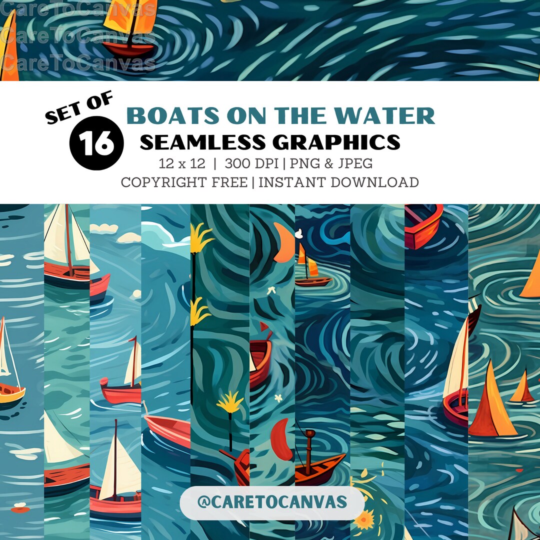 Digital Seamless Surface Patterns | Boats on the Water | PERSONAL Use ...