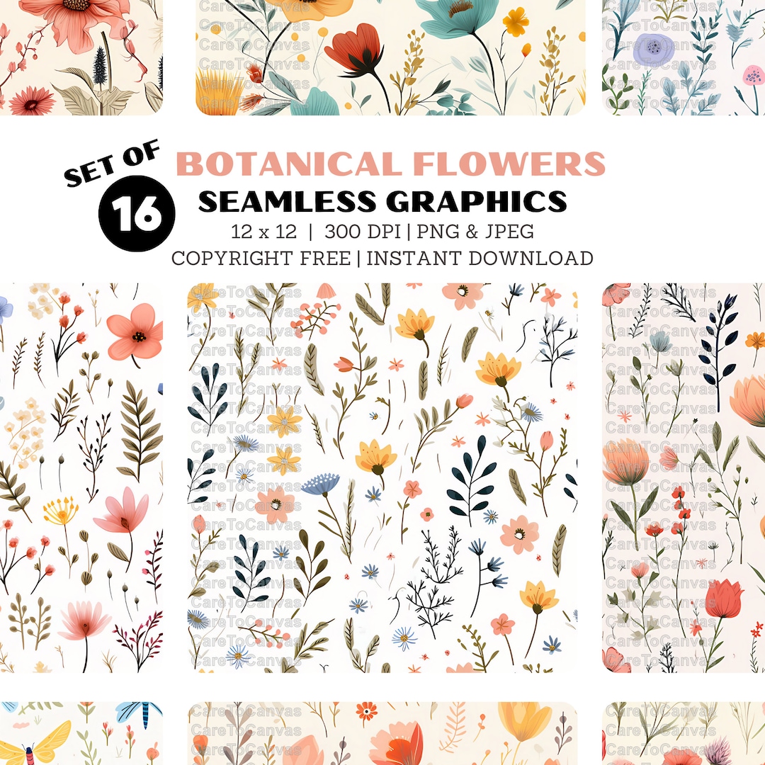 Digital Seamless Floral Surface Patterns | Botanical Flower ...
