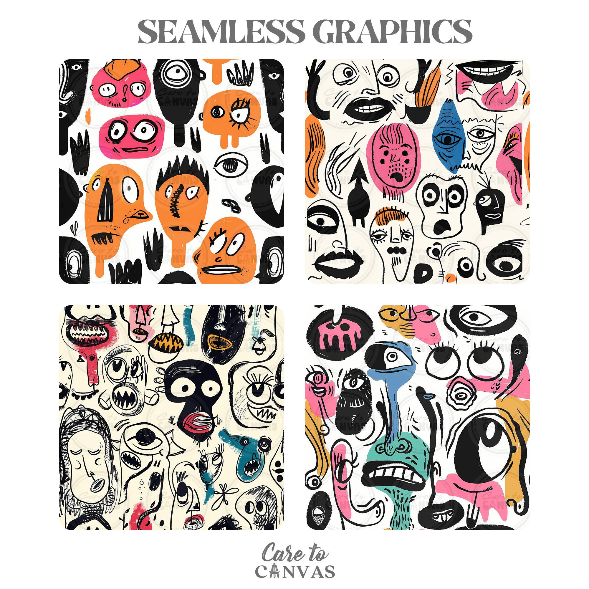Digital Seamless Surface Patterns | Spooky Weird Cartoons | PERSONAL ...