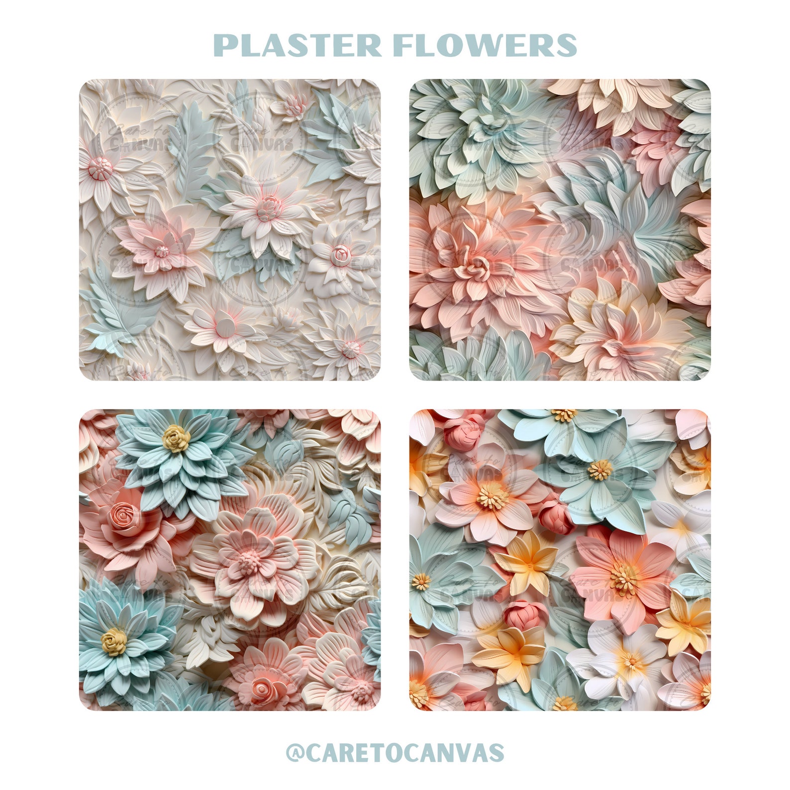Plaster Flower Printable Seamless Digital Paper / Surface Pattern ...