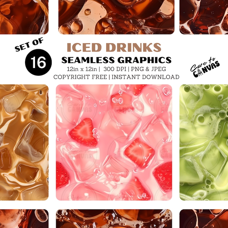 Digital Seamless Surface Patterns | Realistic Iced Drinks | Matcha ...