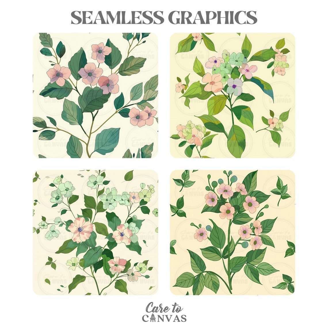 Digital Seamless Floral Surface Patterns in GREEN | COMMERCIAL USE ...