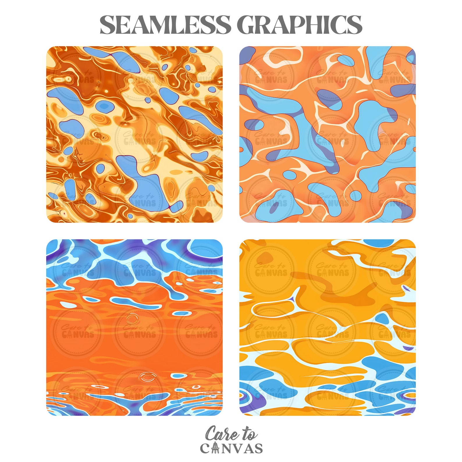 Digital Seamless Surface Patterns | Abstract Water Graphic Art in ...