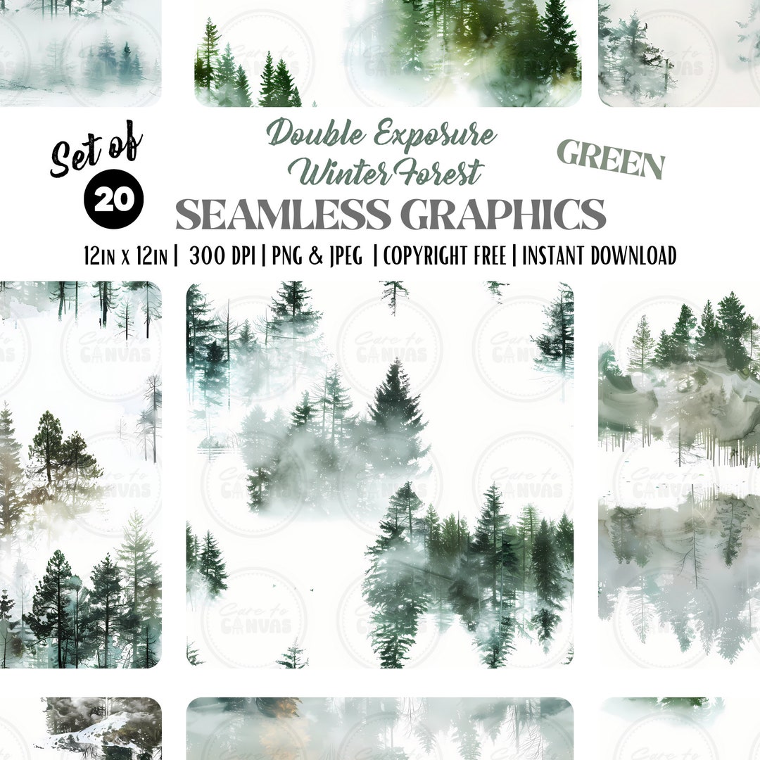 Seamless Surface Patterns GREEN | Double Exposure Photography Winter ...