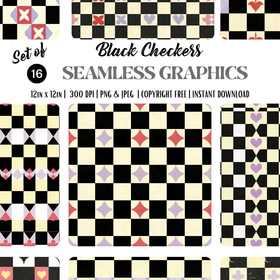 Digital Seamless Checker Surface Patterns in BLACK & WHITE | COMMERCIAL ...
