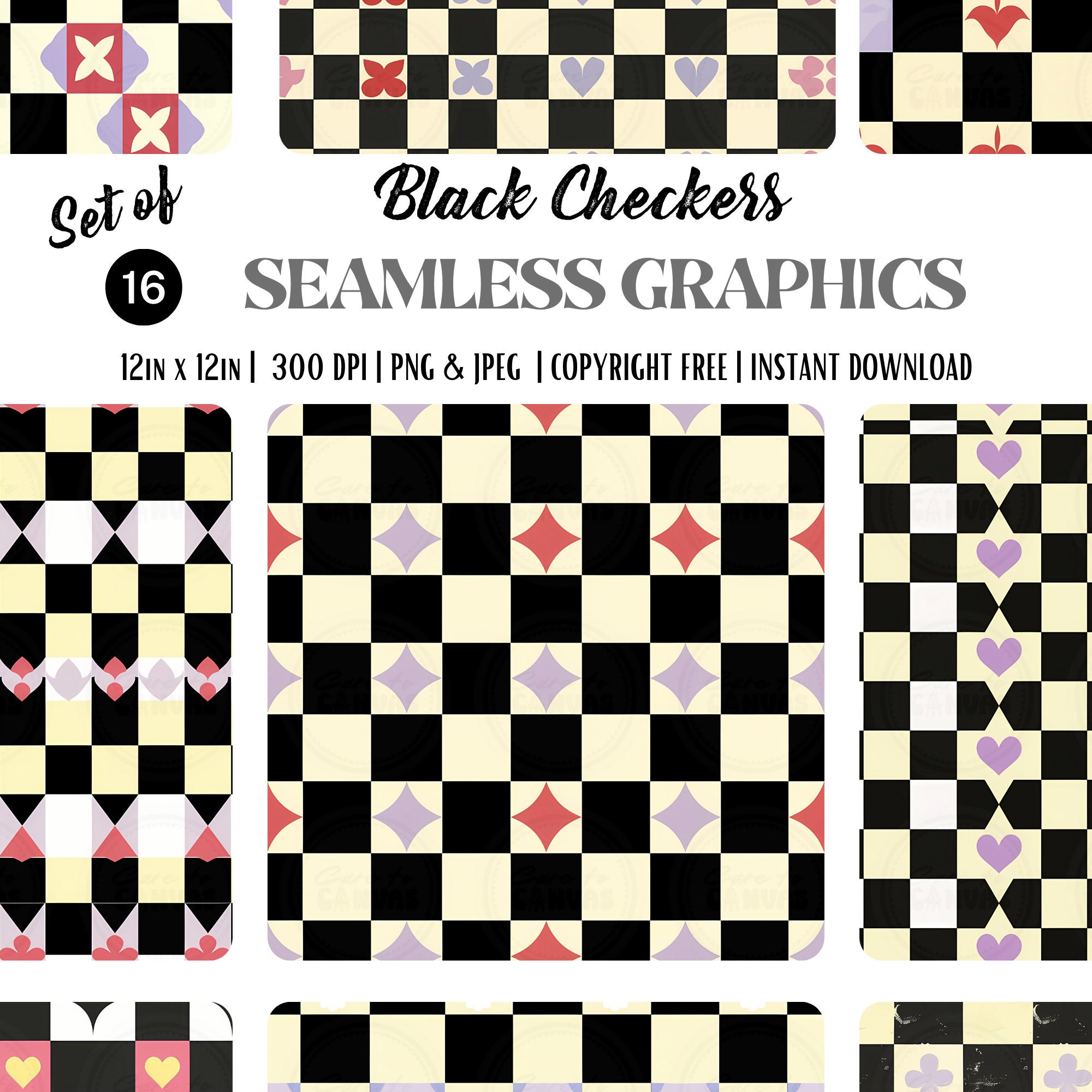Digital Seamless Checker Surface Patterns in BLACK & WHITE | COMMERCIAL ...